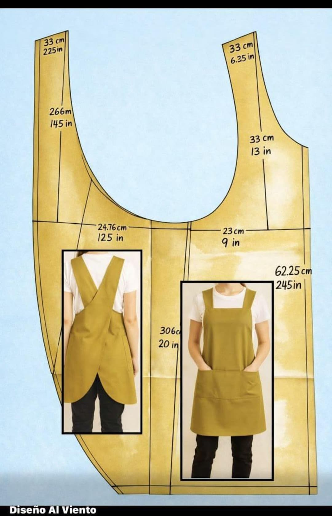 Cross-back Apron Sewing Pattern PDF • Easy Beginner Apron • Japanese ...