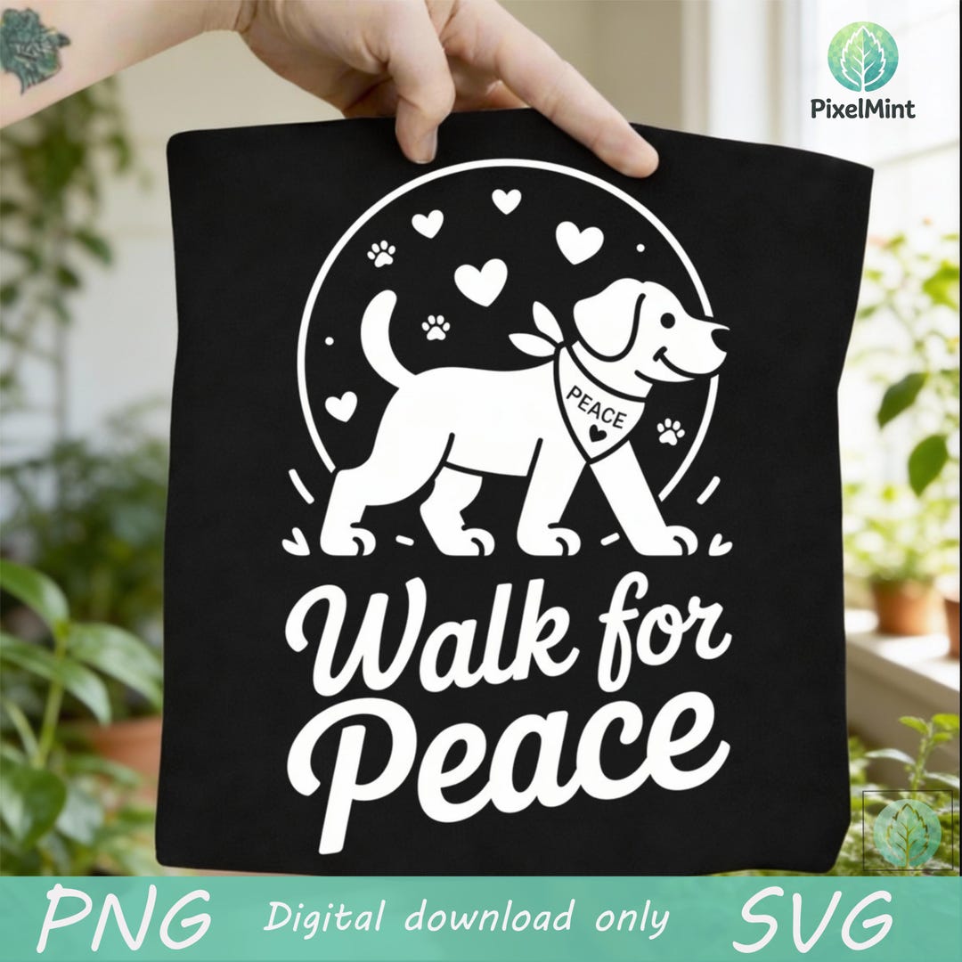 Dog Walk for World Peace Clipart, Hope and Love PNG SVG (digital ...