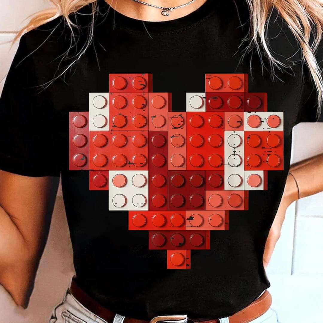 Valentine Building Blocks Heart PNG | Kids Boys Brick Valentine Shirt ...