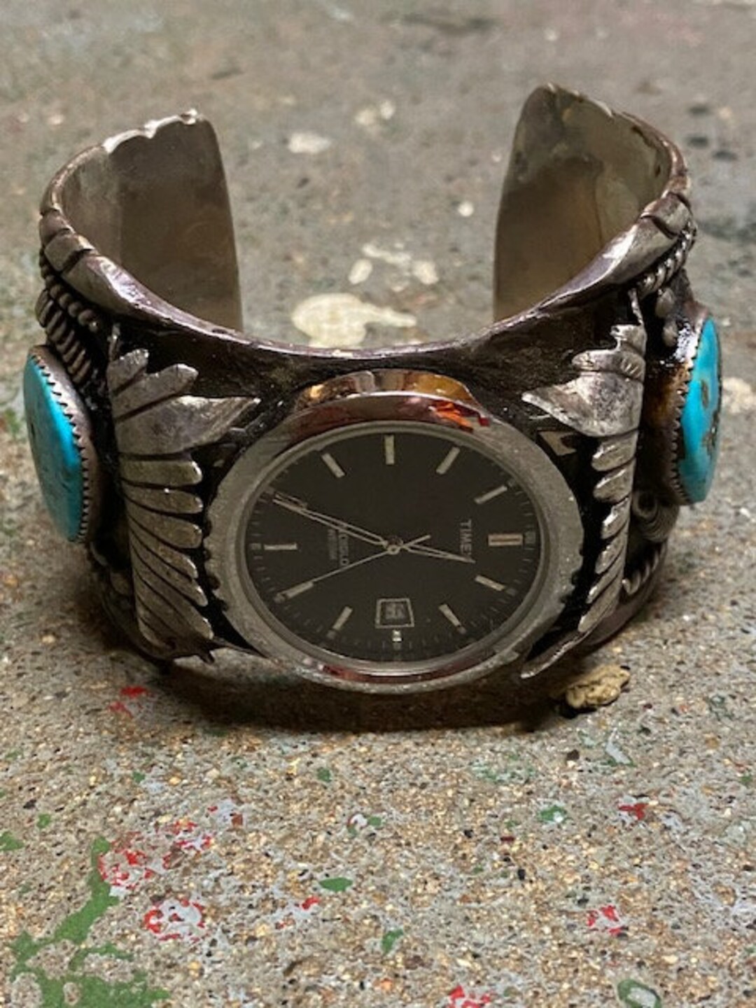 Vintage 1970s J Lee Navajo Watch Cuff Turquoise Sterling Silver ON SALE ...