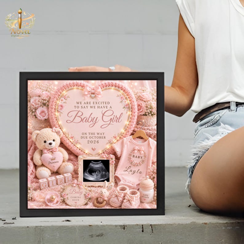 Baby Girl Pregnancy Announcement Template, Editable It's a Girl Gender ...