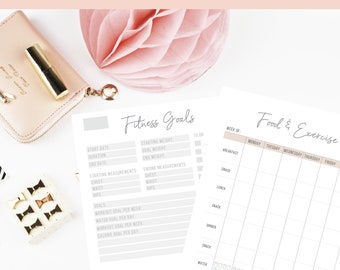 Food & Exercise Log Printable | Exercise Log | Food Tracker | INSTANT ...