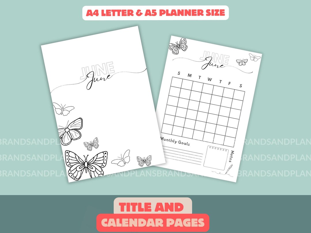 June Title Page - June Calendar - Butterfly Edition - Printable Monthly ...