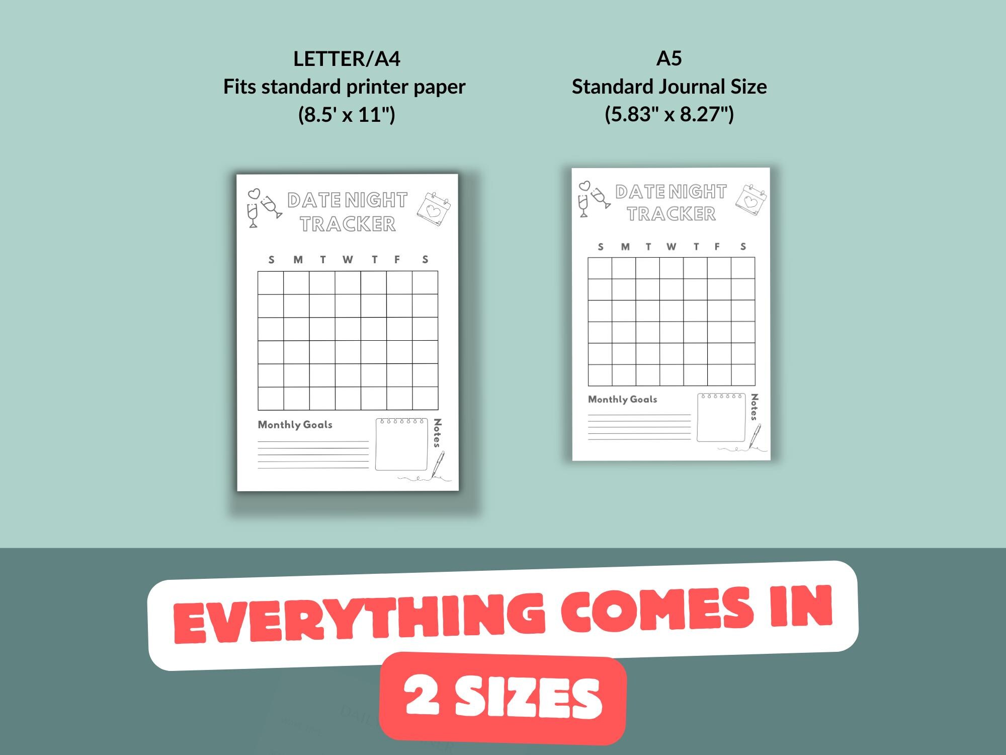 Date Night Tracker - Printable Journal Page - Track Weekly Dates - A5 ...