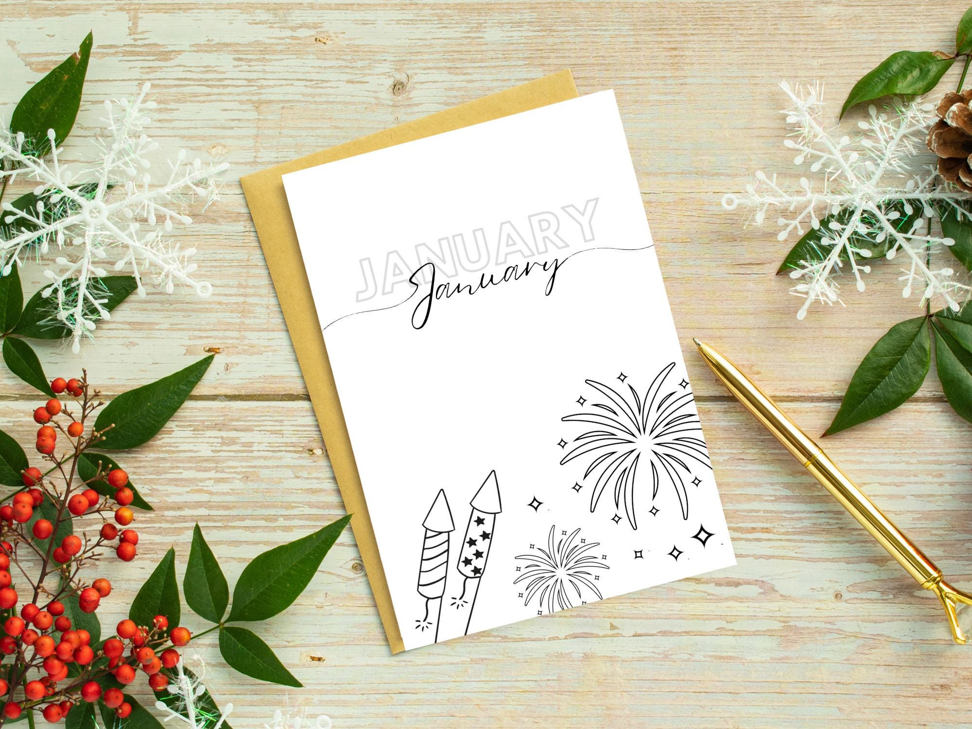 January Title Page and Calendar - Printable Planner Page - Bullet ...