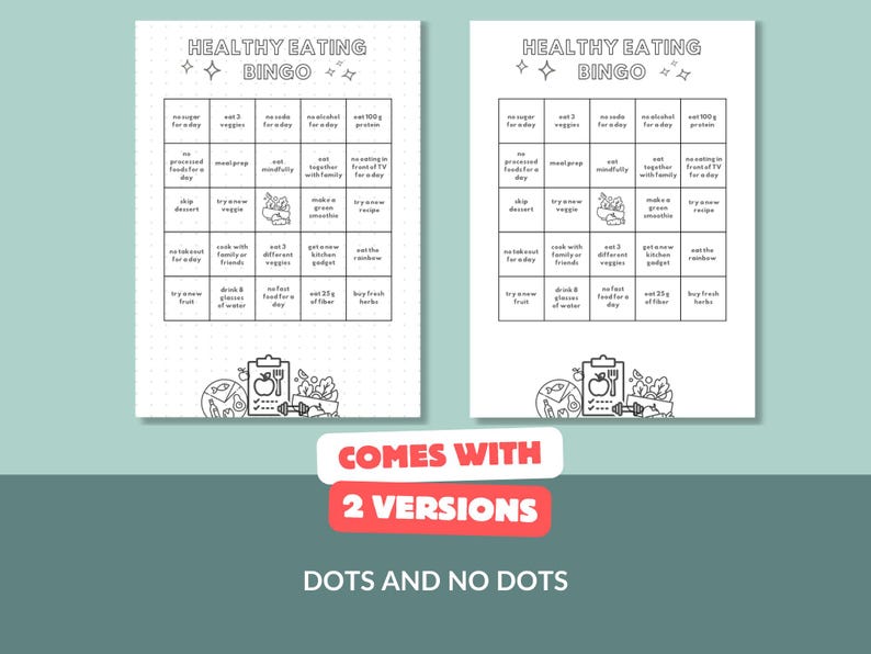 Healthy Eating Bingo - PRINTABLE Nutrition Challenge - Fun Meal Planner ...