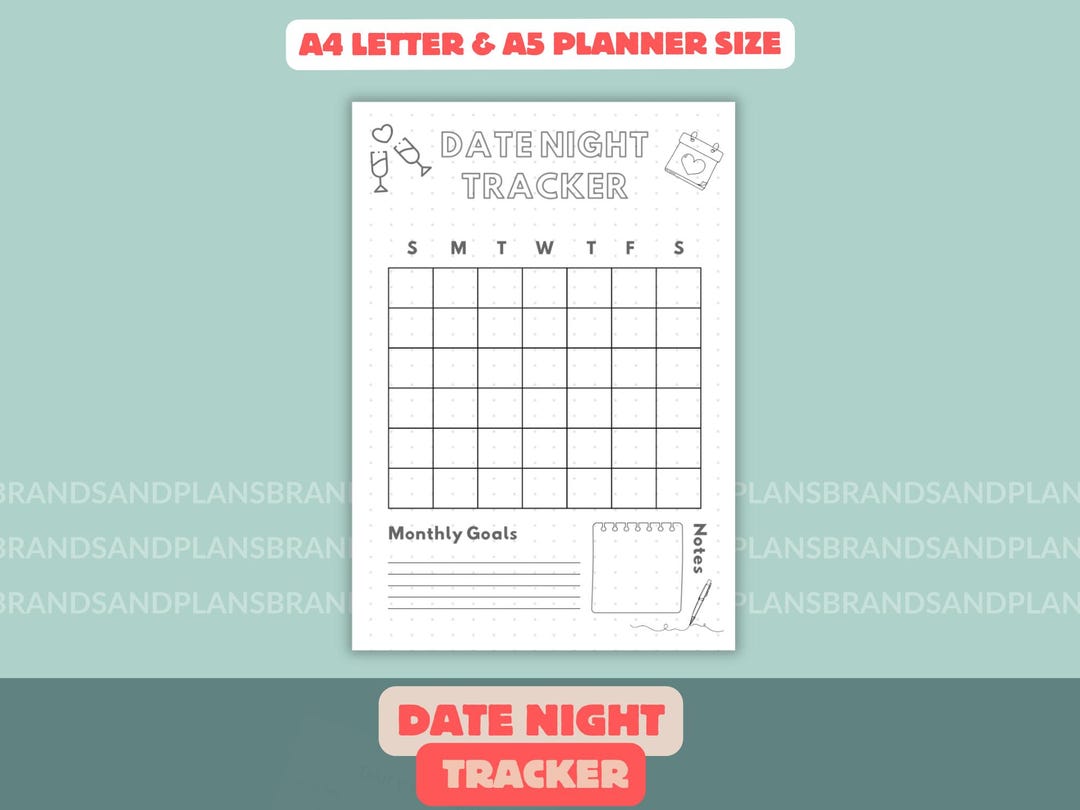 Date Night Tracker - Printable Journal Page - Track Weekly Dates - A5 ...