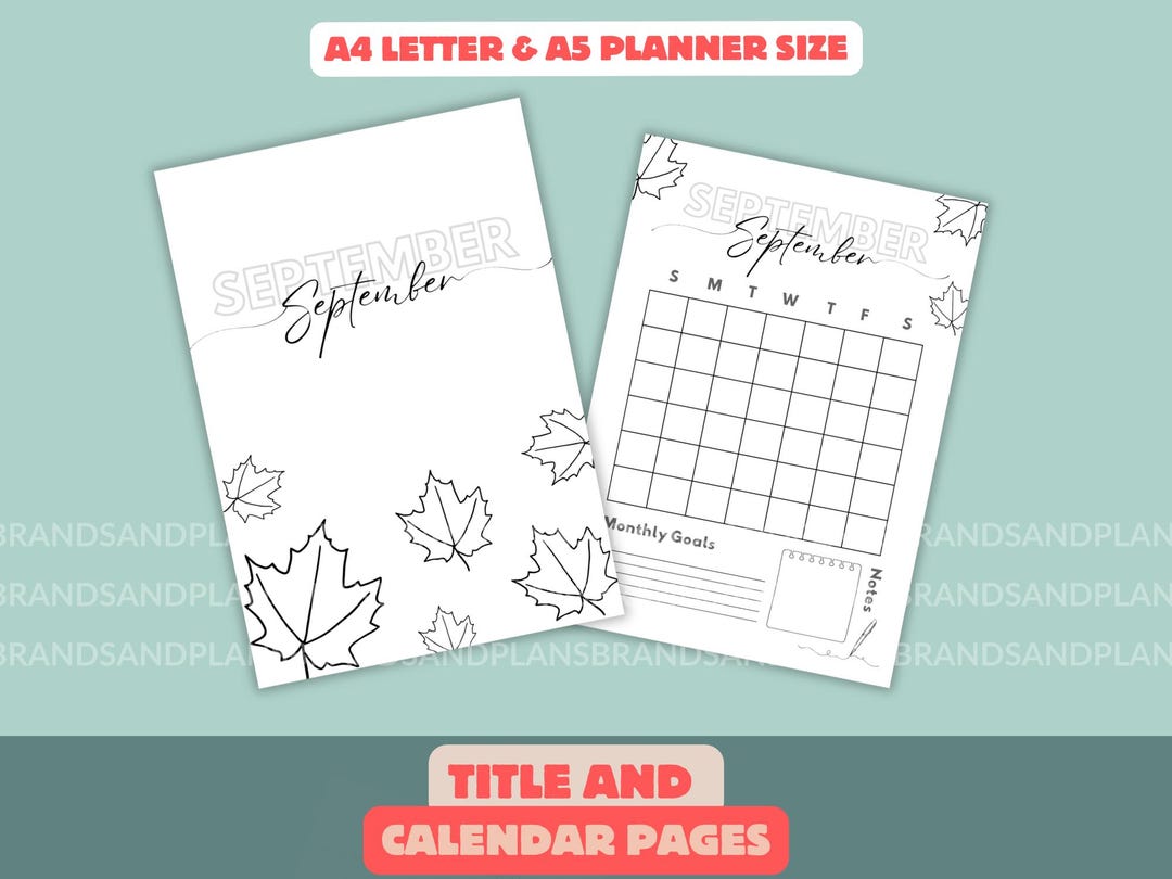 September Title Page - September Calendar - Printable Monthly Planner ...