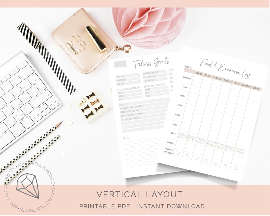 Fitness Bundle Printable | Meal Log | Exercise Log | INSTANT DL ...