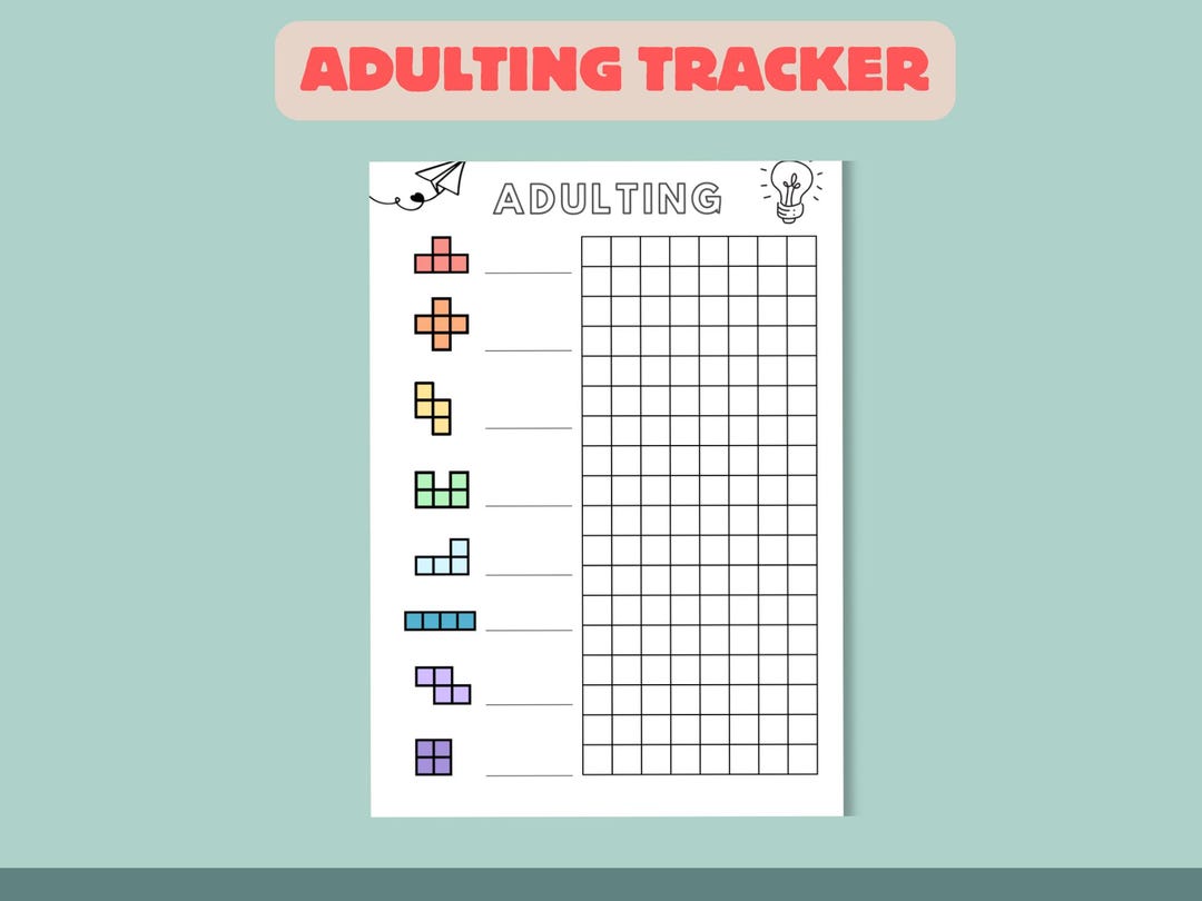 Adulting Tracker PRINTABLE Journal Page Monthly Tracker Habit Tracker ...