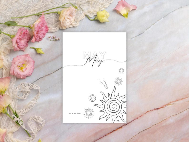 May Title Page - Sun Theme May Calendar - Printable Monthly Planner ...