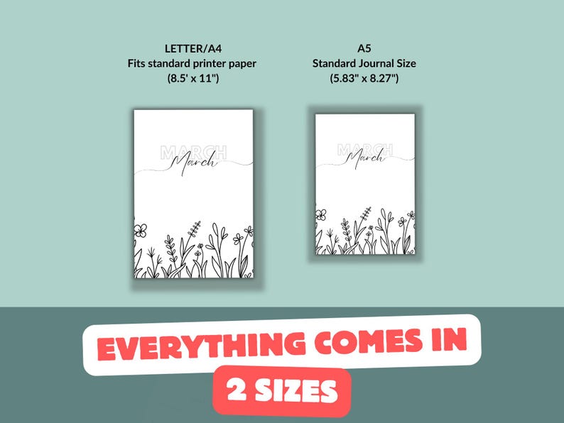 March Title Page and Calendar - Printable Planner Pages - Bujo - A4 ...