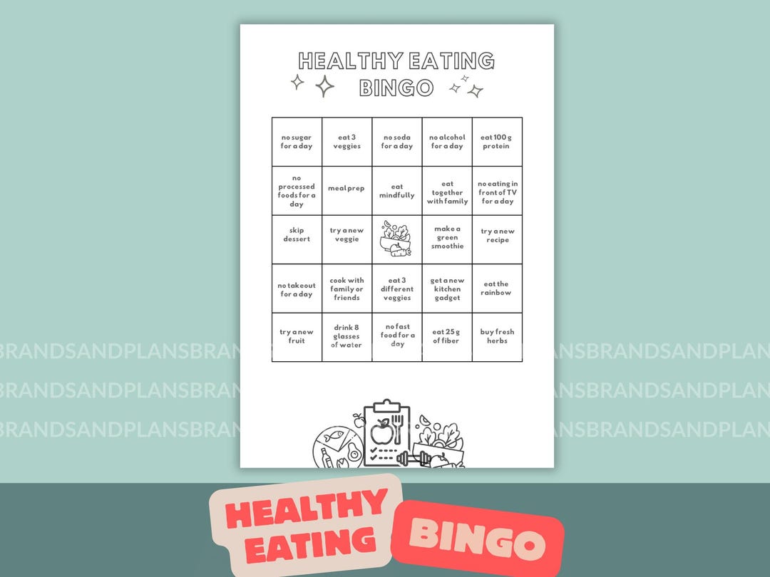 Healthy Eating Bingo - PRINTABLE Nutrition Challenge - Fun Meal Planner ...