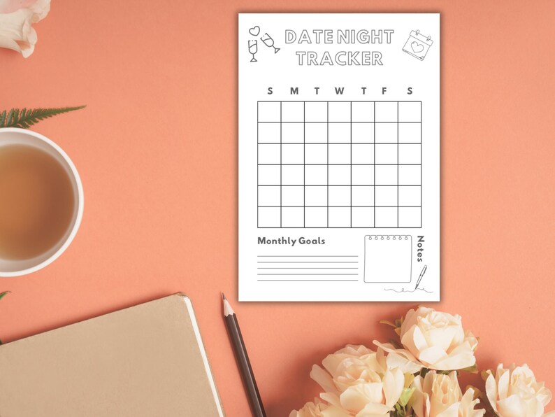Date Night Tracker - Printable Journal Page - Track Weekly Dates - A5 ...