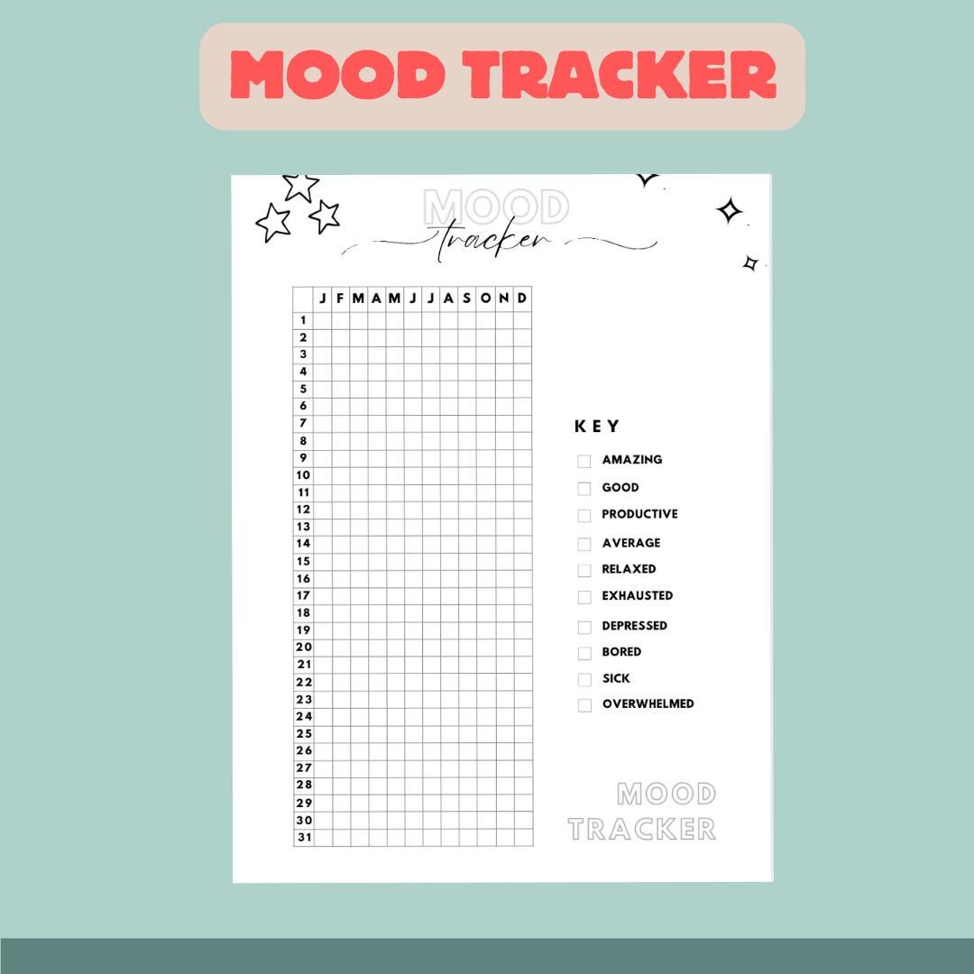 Yearly Mood Tracker Grid – Printable Journal Page – Track Your Moods ...