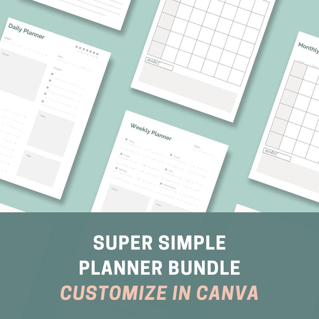 Super Simple Planner Pages | Customizable Daily, Weekly, Monthly ...