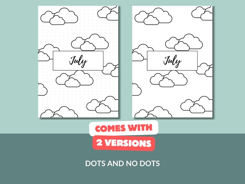 July Title Page & Calendar - Printable July Monthly Planner - Bullet ...
