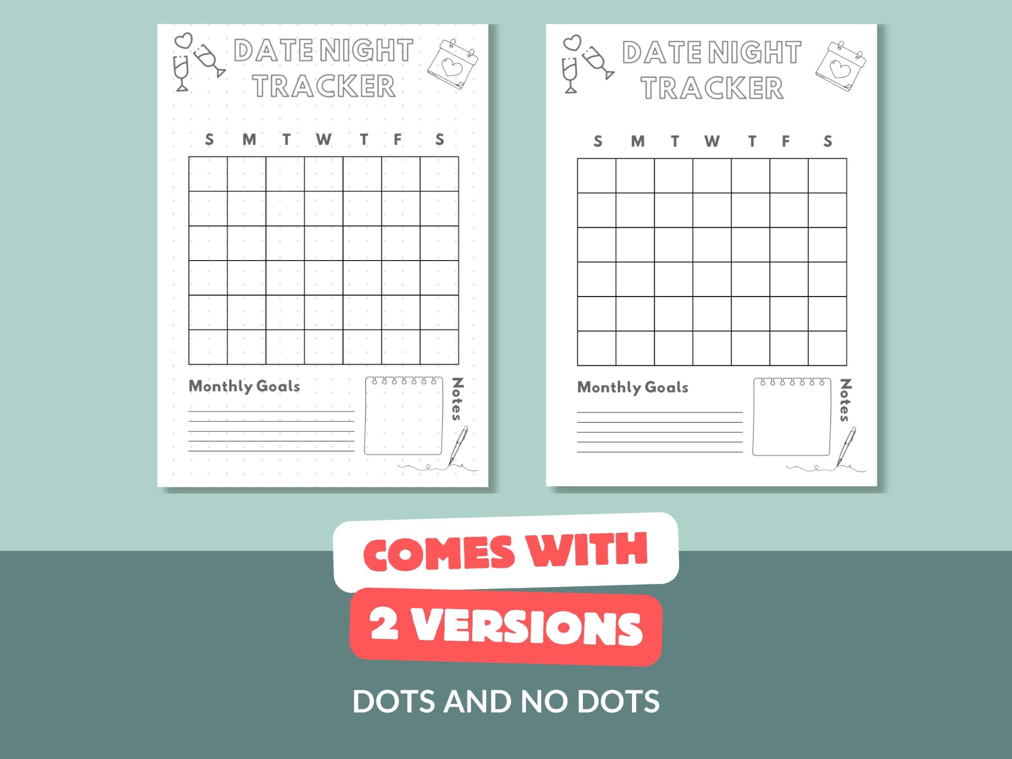 Date Night Tracker - Printable Journal Page - Track Weekly Dates - A5 ...