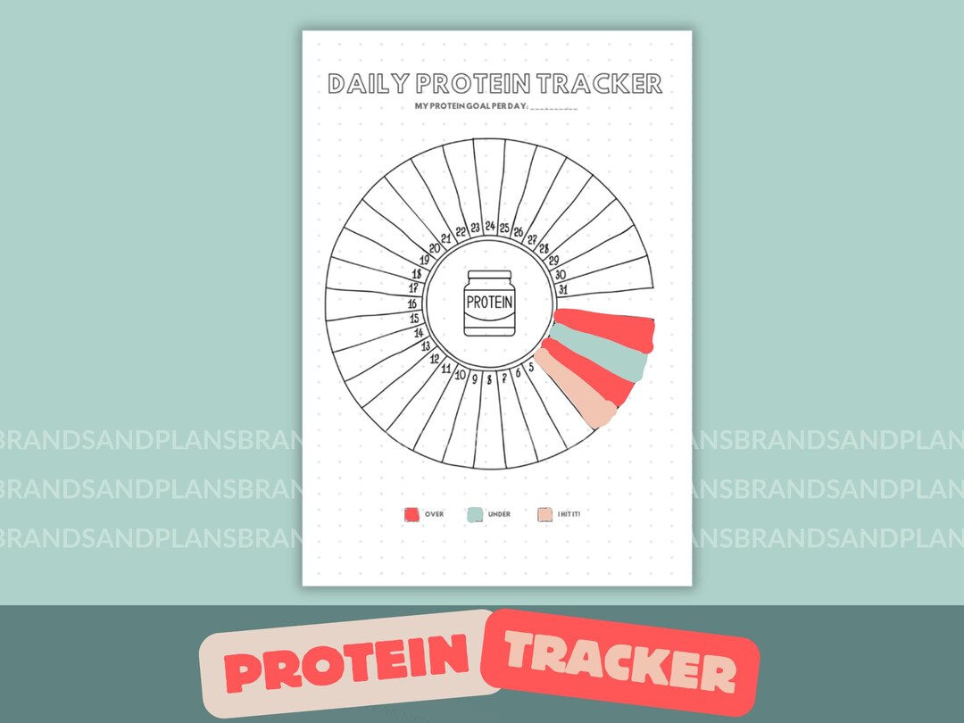 Daily Protein Tracker - Printable Journal Page - Monthly Protein Log ...