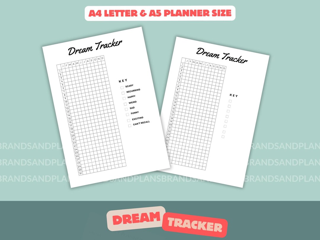 Yearly Dream Tracker - Printable Journal Page - Dream Log - A4 & A5 ...