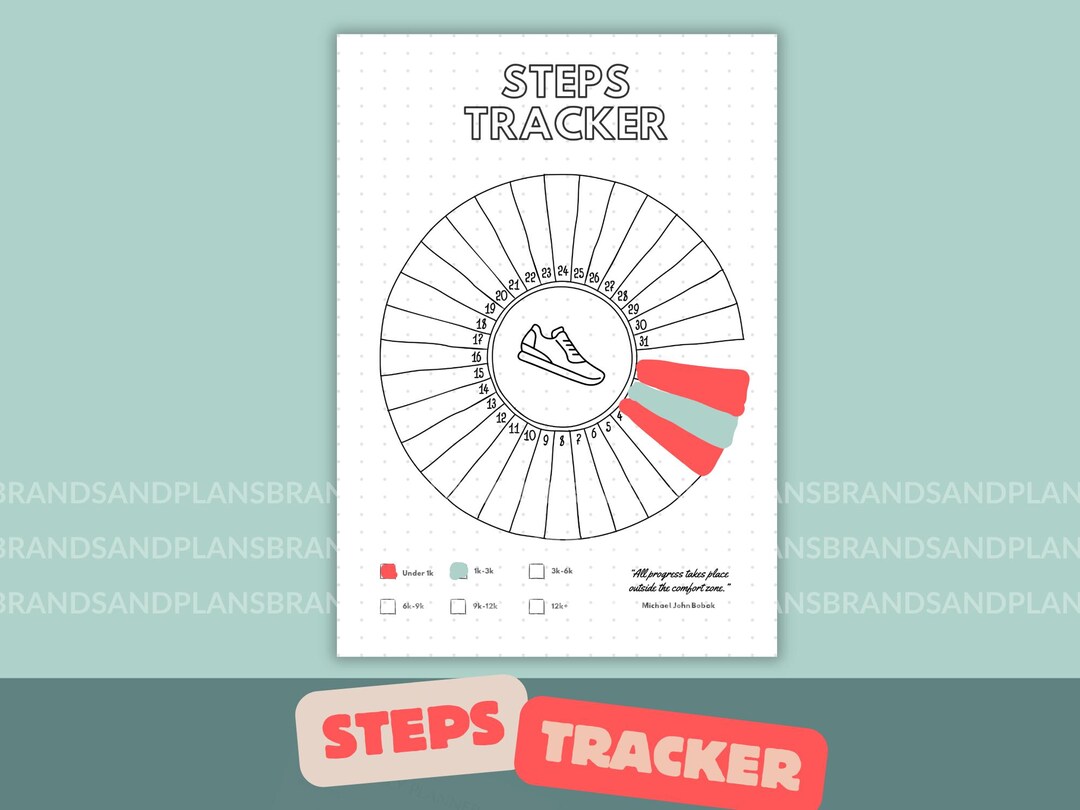 Steps Tracker - Monthly Printable Fitness Tracker - Digital Planner ...