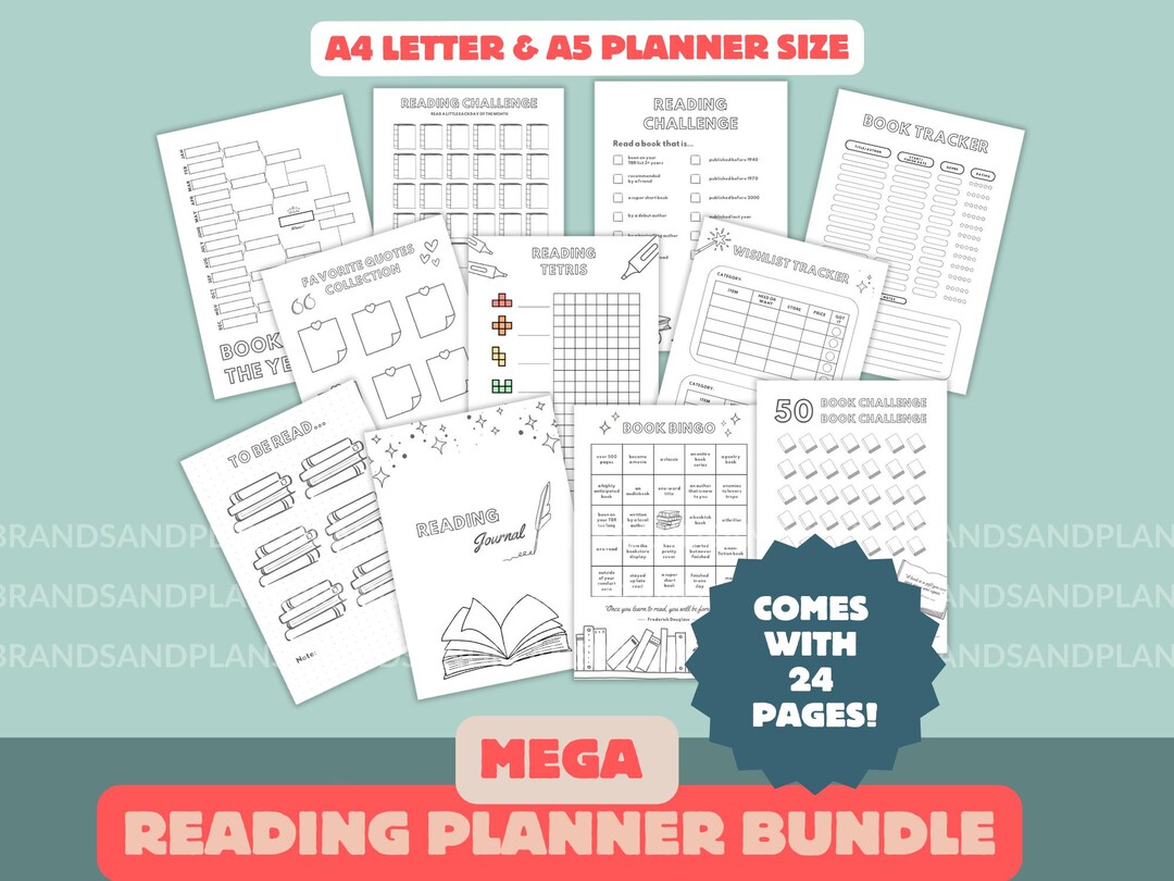 Reading Mega Bundle - 24 Printable Reading Journal Pages - Trackers ...