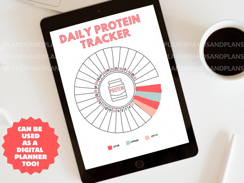 Daily Protein Tracker - Printable Journal Page - Monthly Protein Log ...