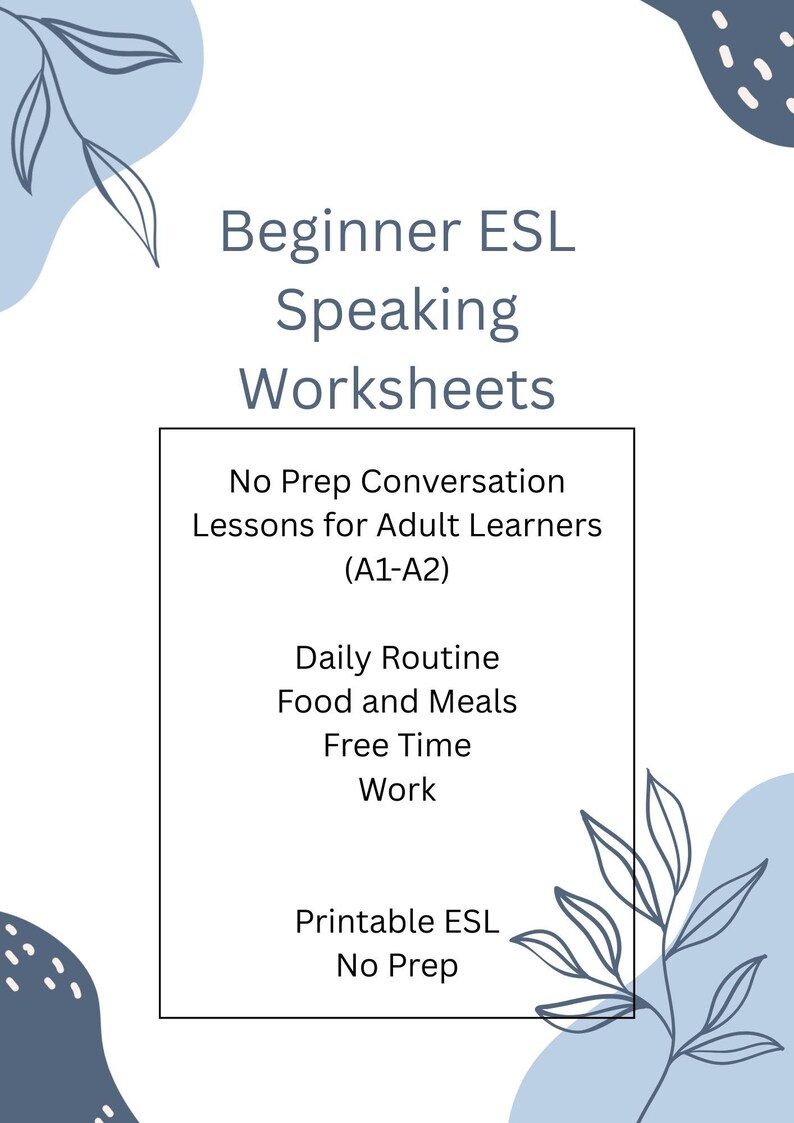 Beginner ESL Speaking Worksheets – No Prep (adults) - Etsy