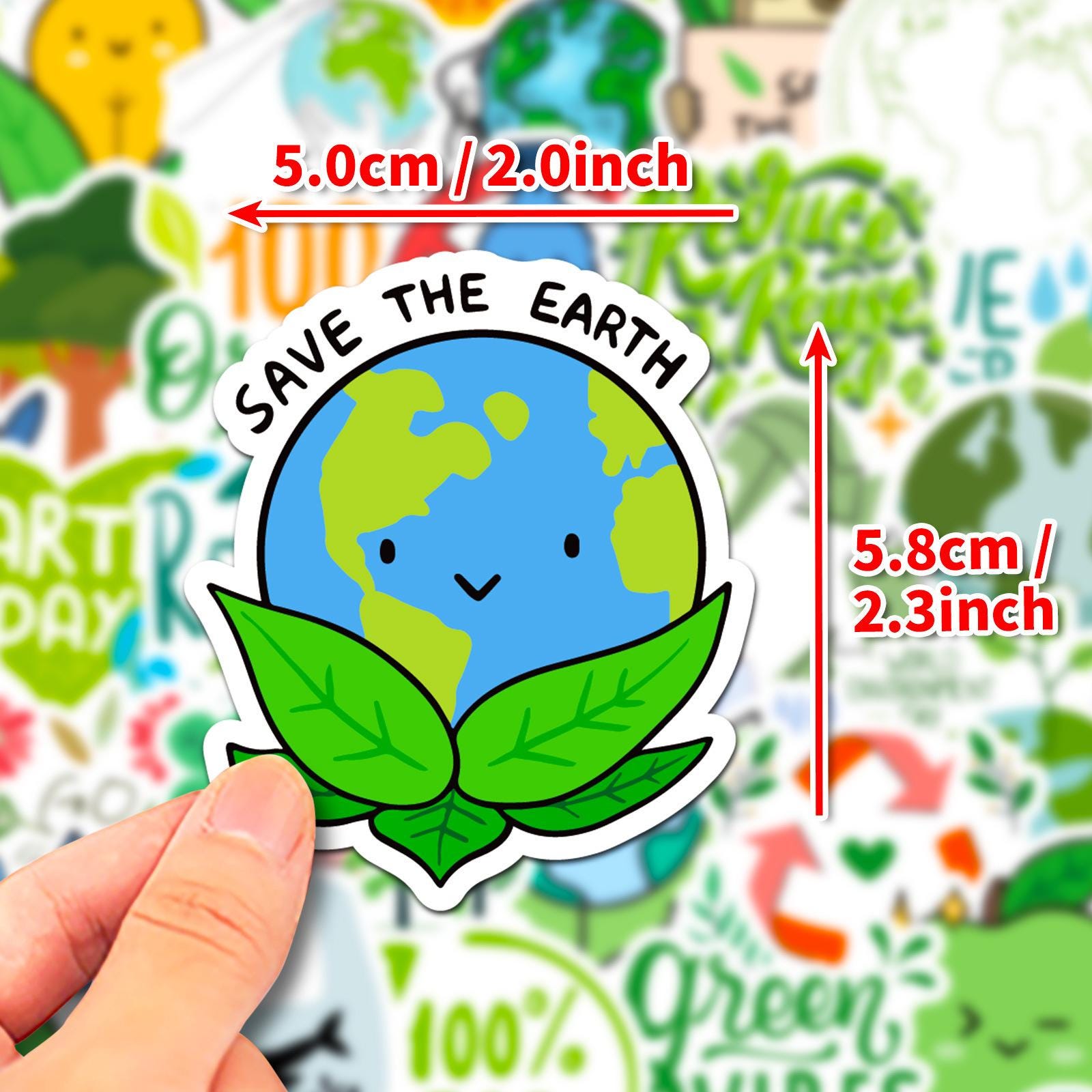 50PCS Eco Sticker Pack, Earth Day Environmental Stickers, Green ...