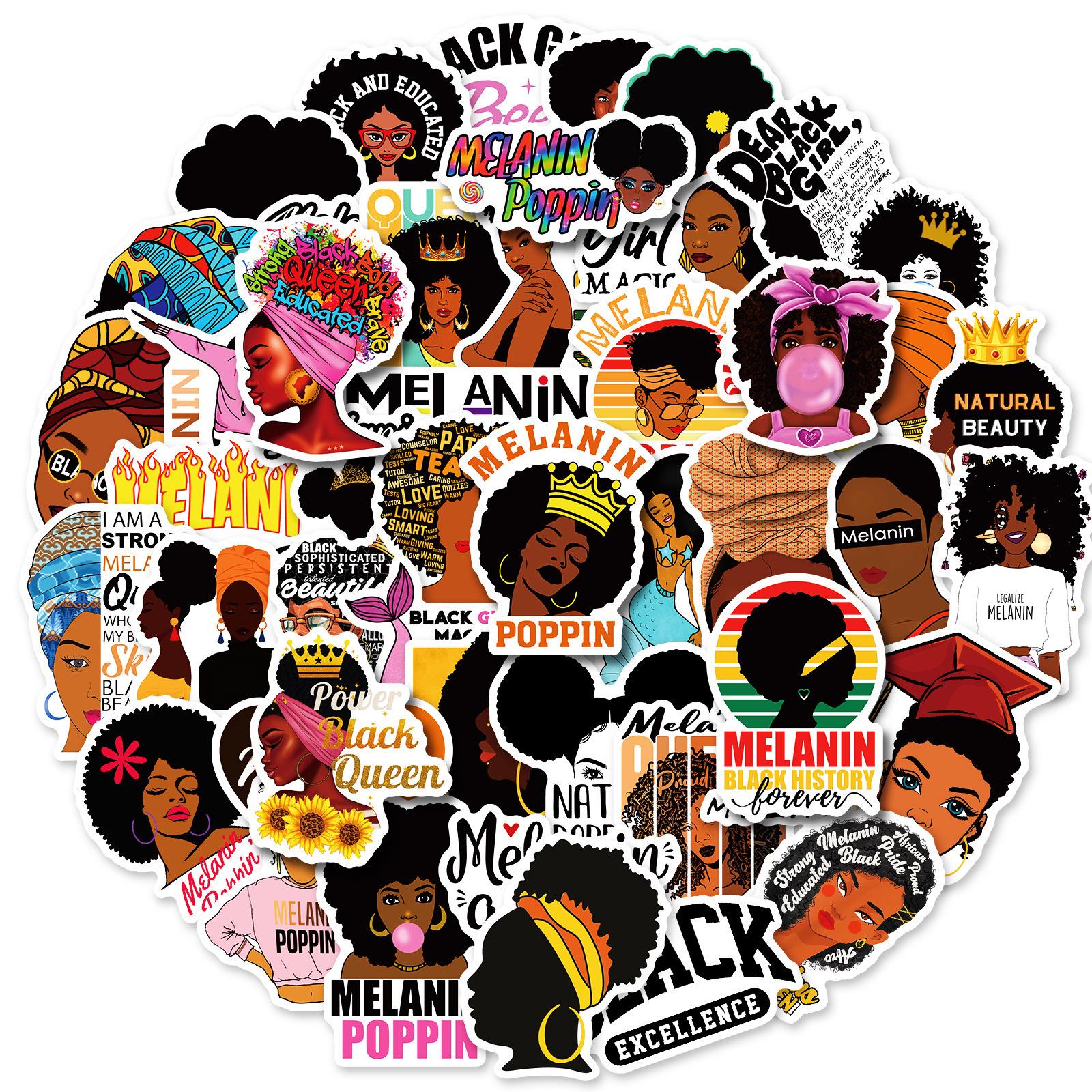 50PCS Melanin Sticker Pack, Black Girl Magic Stickers, Afro Queen ...