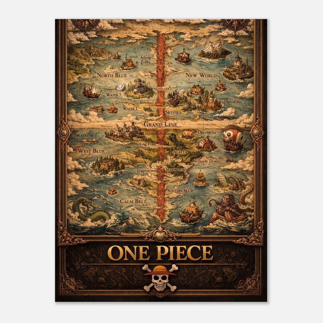 ONE PIECE World Map Classic Semi-glossy Paper Poster - Etsy Canada