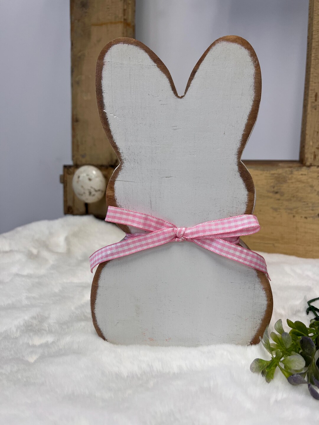 White Rustic Peep Bunny Shelf Sitter, Easter Decoration, Shelf Sitter ...