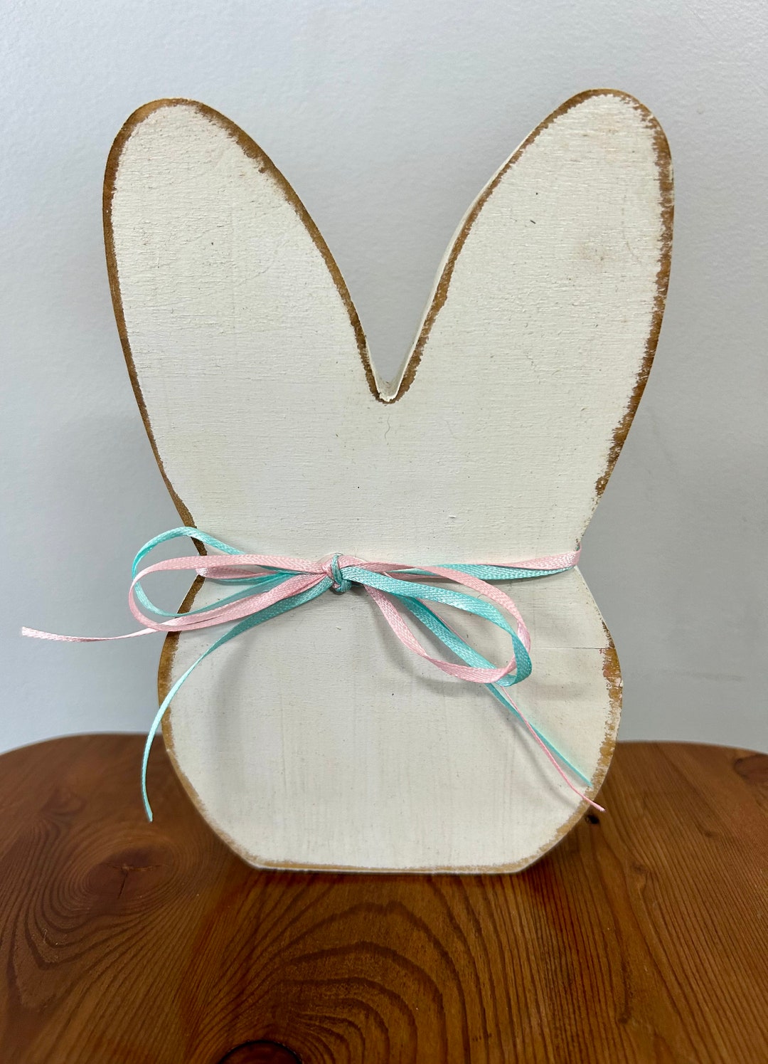 White Rustic Wooden Bunny Head Shelf Sitter, Farmhouse Easter Decor ...
