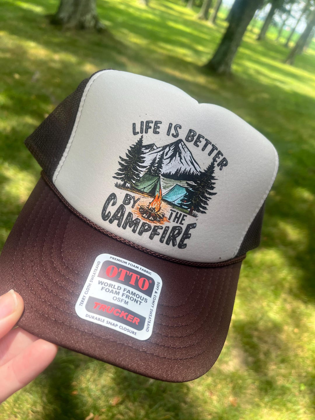 Better by the Campfire Trucker Hat, Brown and Tan Hat, Trucker Hat ...