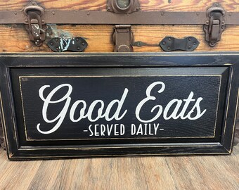 Distressed and Vintage Look Good Eats Sign/kitchen/dining Room Wall ...