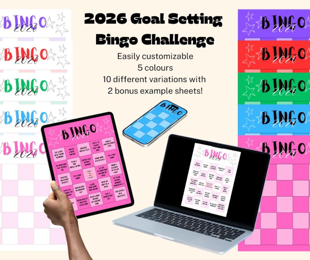 2026 Bingo Printable | Goal Setting Bingo Challenge | New Year Goals ...