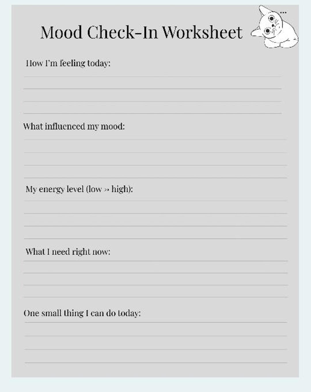 Mood Check-in Worksheet | Simple Printable Planner |self-reflection PDF ...