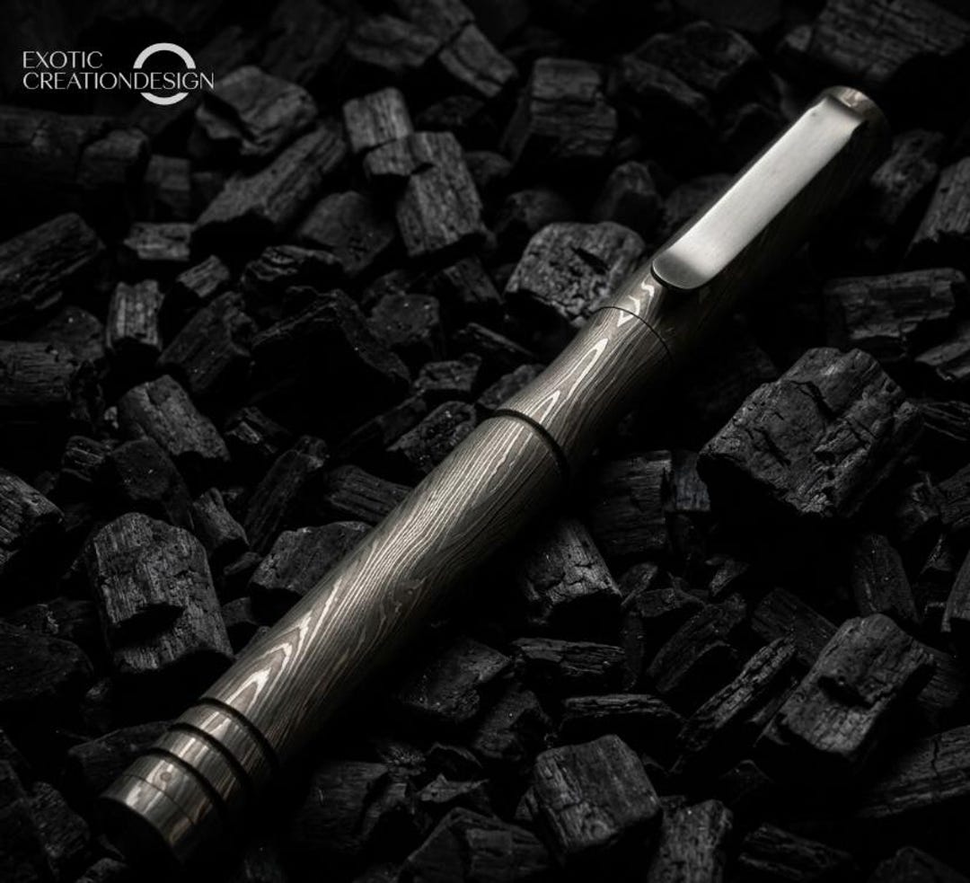 Damascus Steel Ballpoint Pen, Hand Forged Personalized Pen, Graduation ...