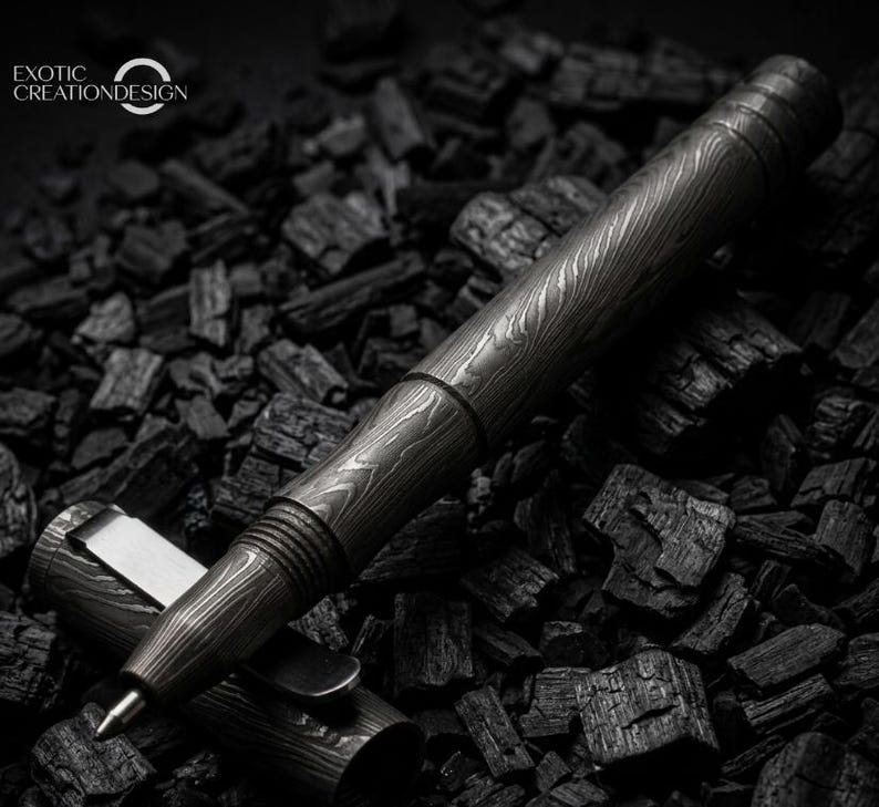 Damascus Steel Ballpoint Pen, Hand Forged Personalized Pen, Graduation ...