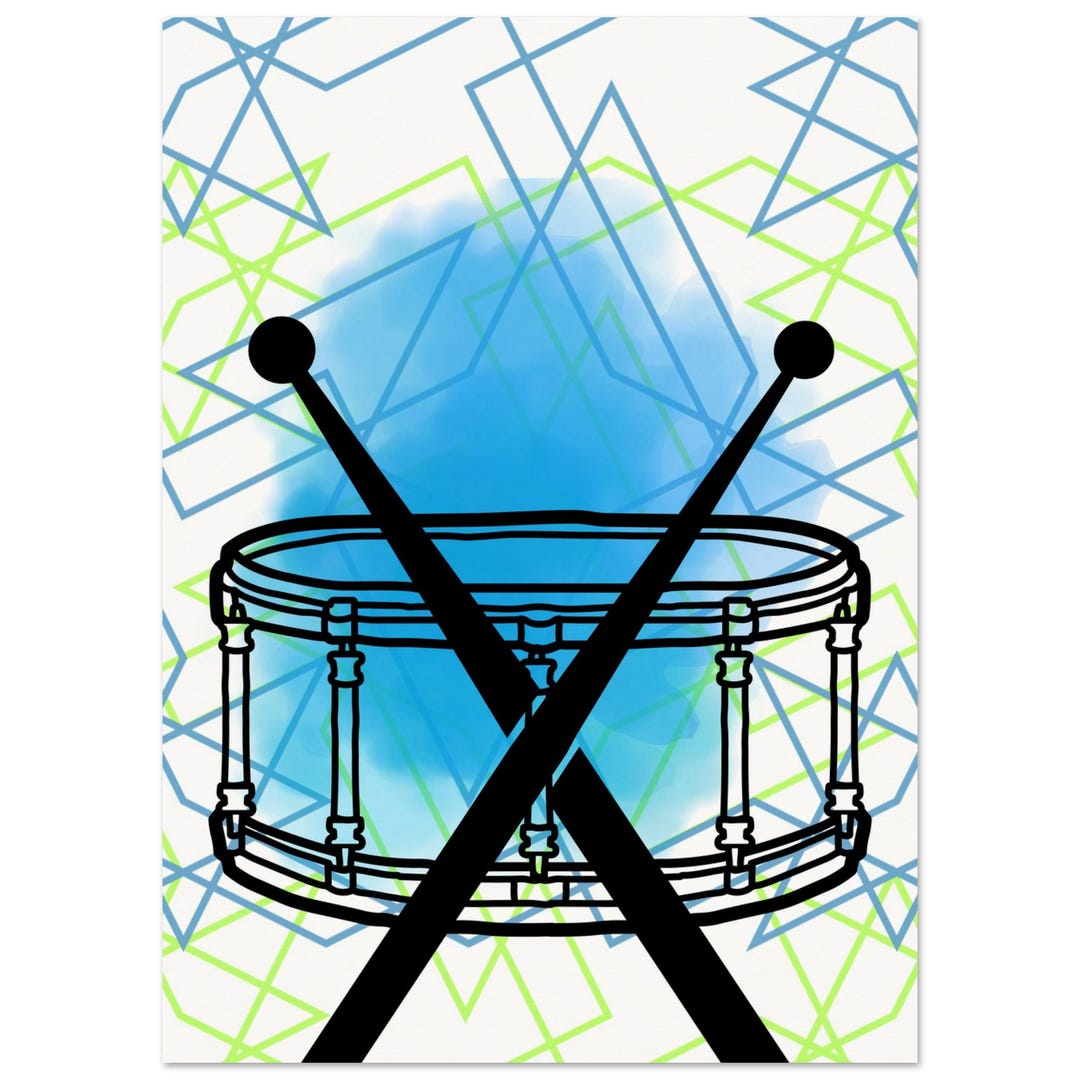 Geo Music Wall Art - Drummer Poster - Luxurious Archival Print for ...