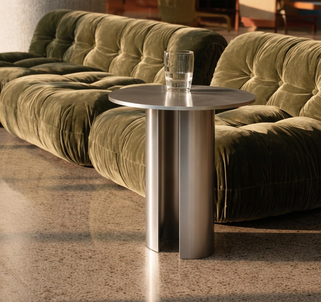 Round Metal Side Table. Modern Side Table. Minimalist End Table Made of ...