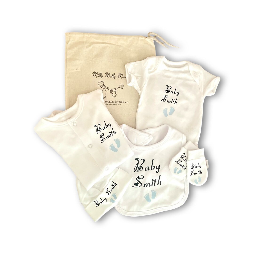 Personalised Baby Hospital Set: Footprint Sleepsuit, Bodysuit & Bib - Etsy