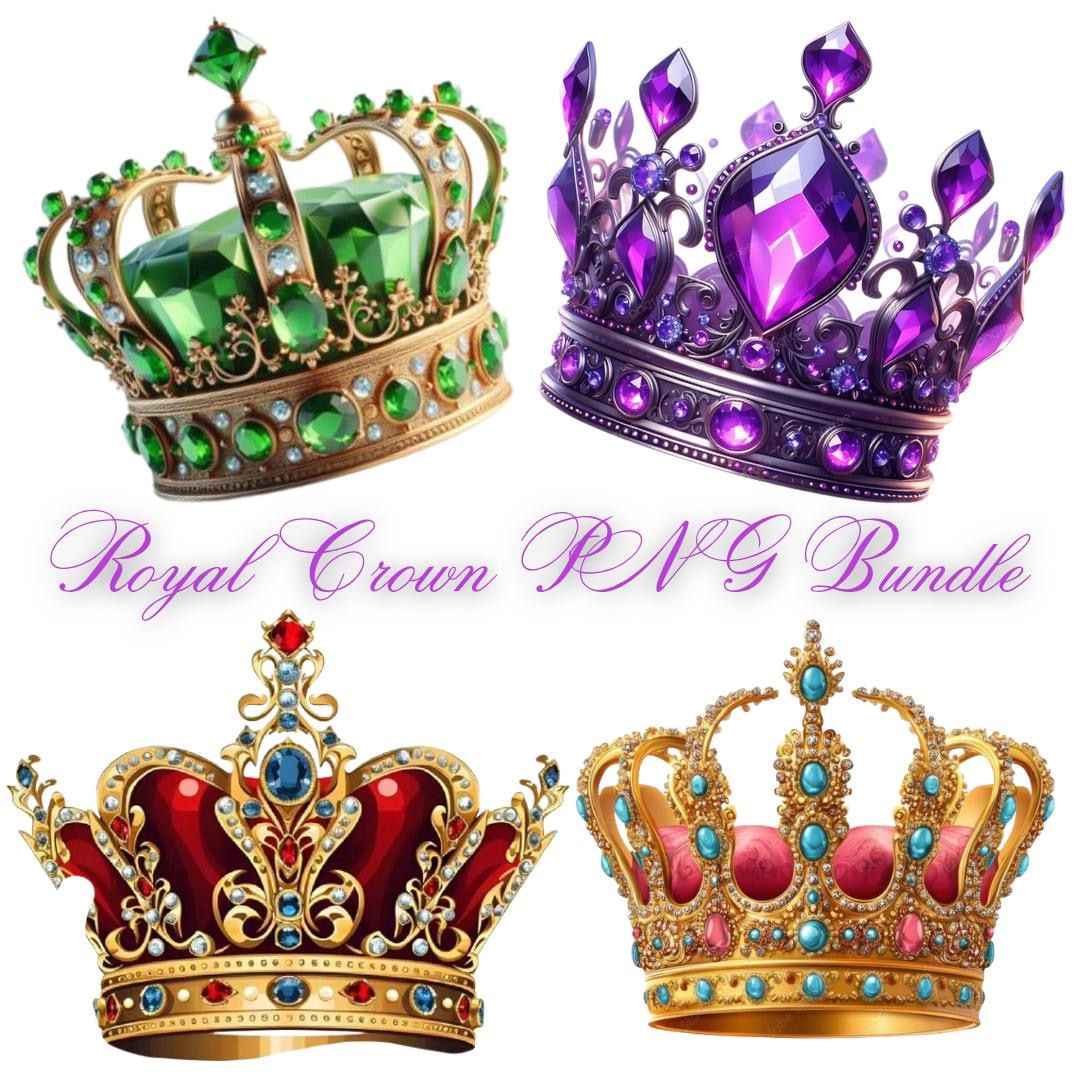 Gold Crown PNG Bundle | Luxury King Queen Clipart, Sublimation Designs ...