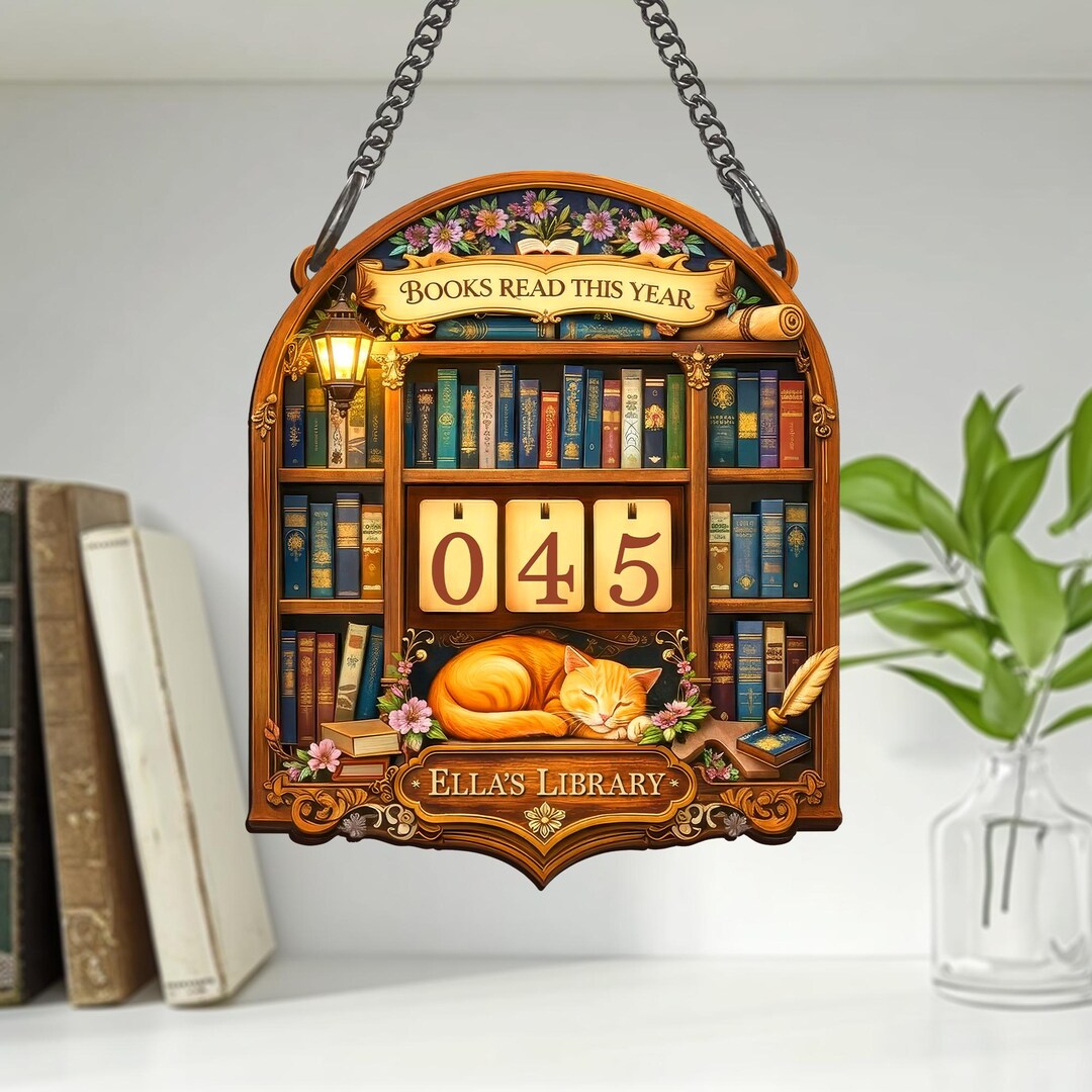 Personalized Book Tracker Sign, Custom Reading Counter Board, Wooden ...