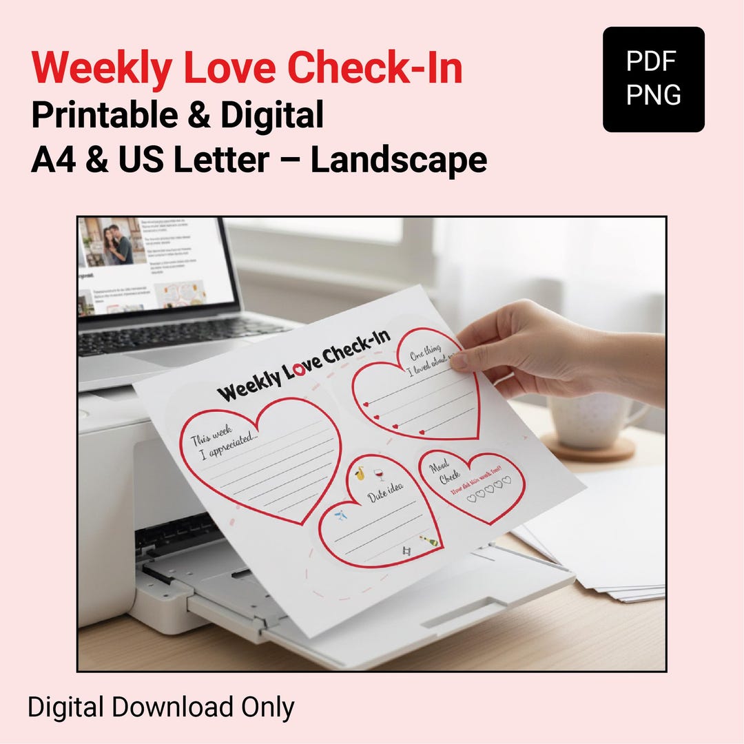 Weekly Love Check-in | Valentine Printable for Couples | Weekly ...