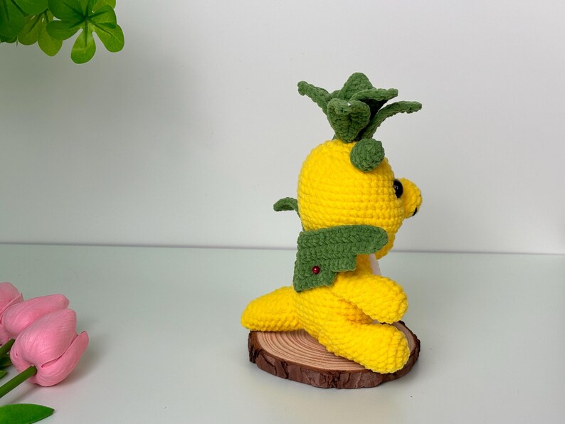 Handmade Crochet Pineapple Dinosaur Toy: Organic Cotton Amigurumi Doll ...