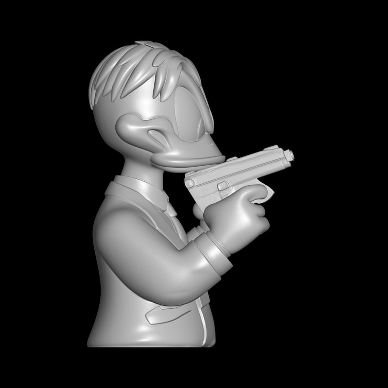 Gangster Duck STL File | Urban Cartoon Duck Bust With Gun - Etsy