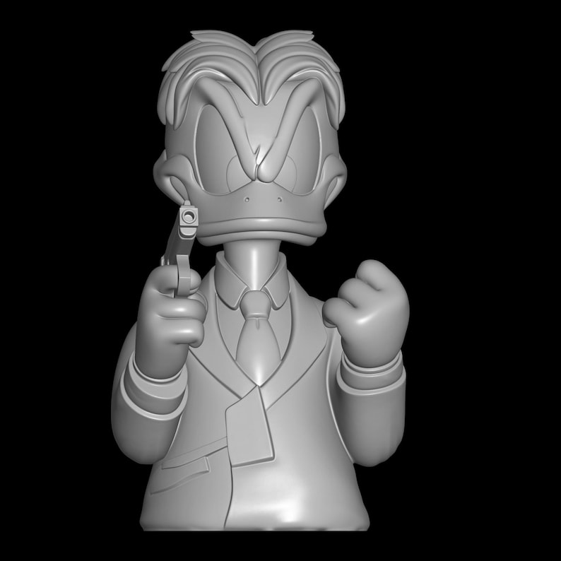 Gangster Duck STL File | Urban Cartoon Duck Bust With Gun - Etsy