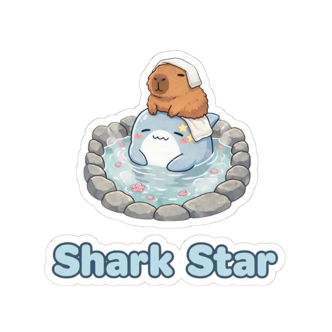 Capybara Hot Spring Shark Sticker | Cute Kawaii Onsen Animal ...