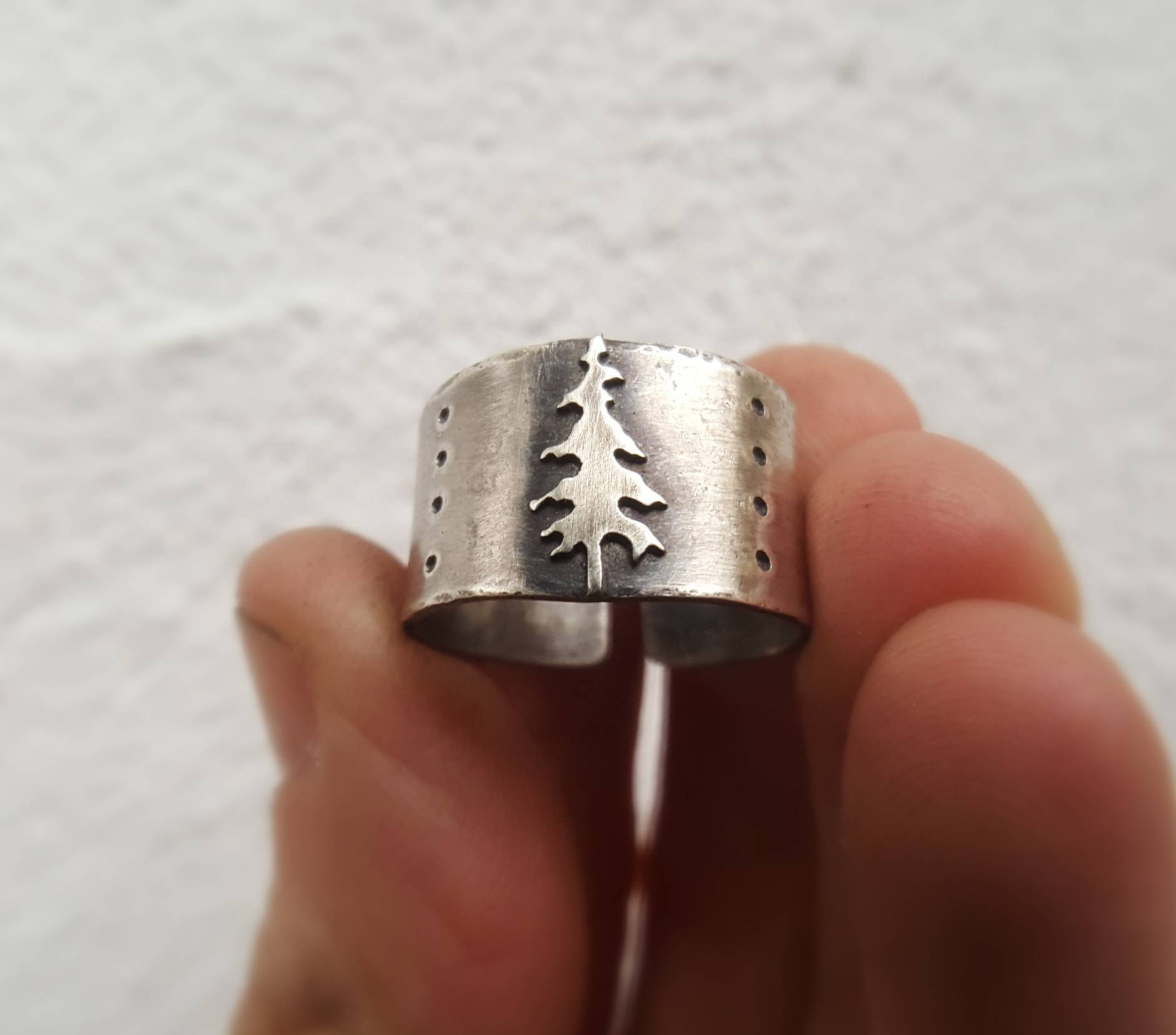 Lone Pine Ring Silver Pine Tree Ring - Etsy